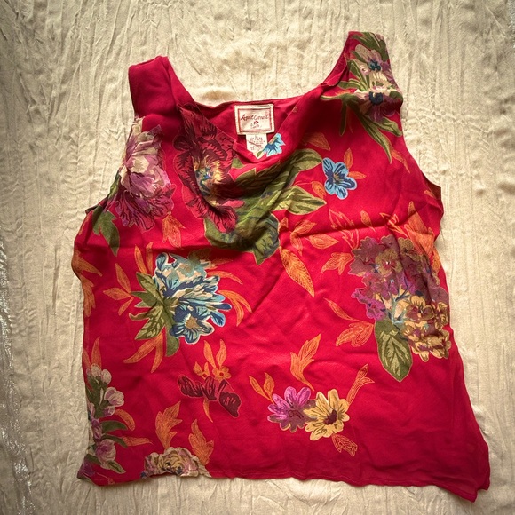 April Cornell | Tops | Vintage April Cornell Red Floral Tank Top | Poshmark